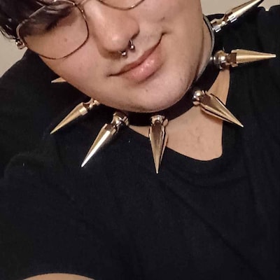 Leather Punk Collar With 9 Spikes - Etsy