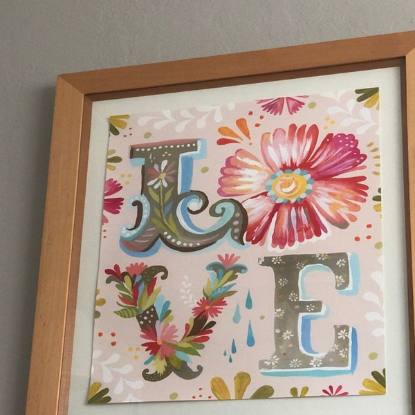 LOVE Block Letter Vertical Print | Watercolor Nursery Art ...