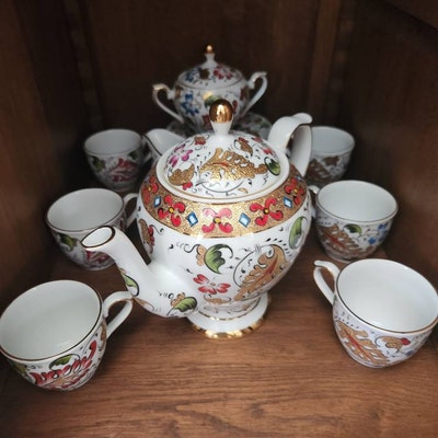 Vintage Porcelain Tea Coffee Set 17 Pcs Handpainted Hand Decorated ...