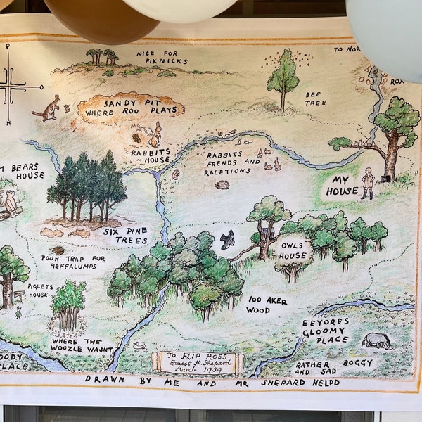Winnie the Pooh Map, 100 Acre Wood Printable Map, Winnie Pooh Baby ...