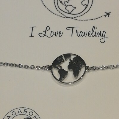World Map Bracelet, Earth Bracelet, Wanderlust Jewelry, Gift for ...