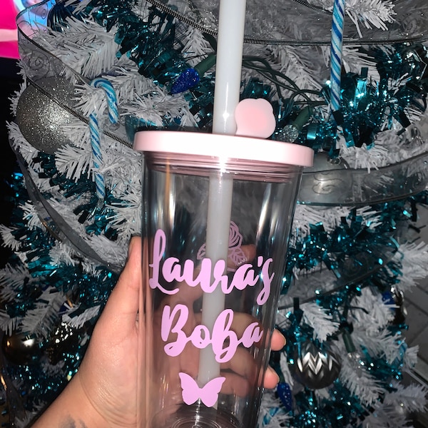 BOBA CUP Personalized Reusable (20oz) Fully Custom Vinyl Design or ...