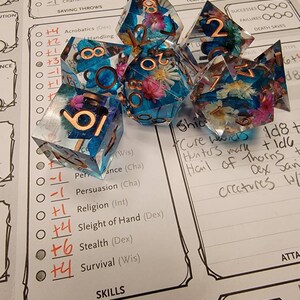 Ice and Fire Blue/red Dnd Dice Set of 7 Sharp Edge Resin - Etsy