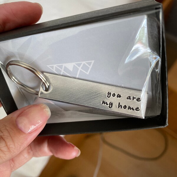 You Are My Home Keychain - Handstamped Key Chain Accessory - Etsy