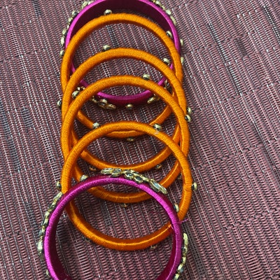 Silk Thread Indian Bangles Set - Etsy