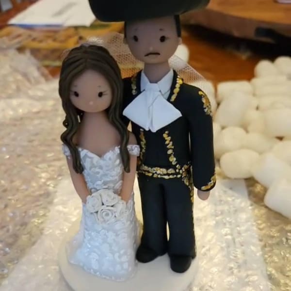 Bride & Groom With a Trombone Custom Wedding Cake Topper - by MUDCARDS ...