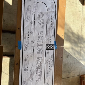 Race Car Coloring Table Runner, Race Cars Birthday Coloring Page, Cars ...
