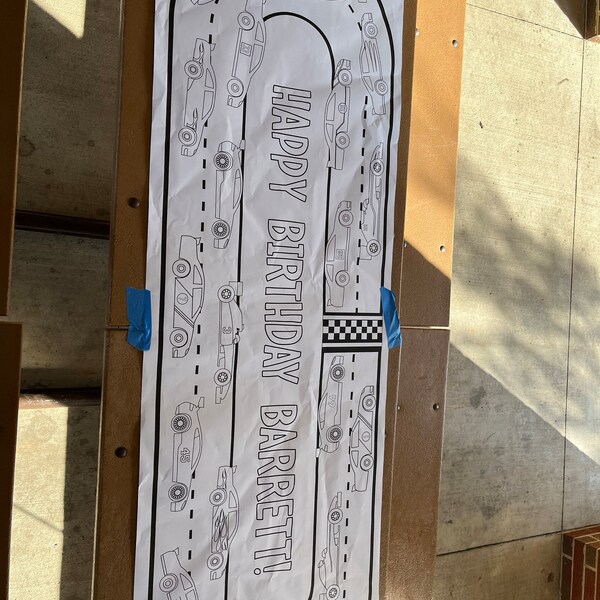 Race Car Coloring Table Runner, Race Cars Birthday Coloring Page, Cars ...
