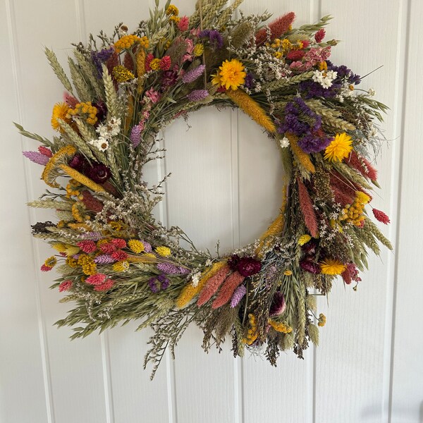 Spring Wreath Making Kit With Dried Flowers. DIY Seasonal Door Wreath ...