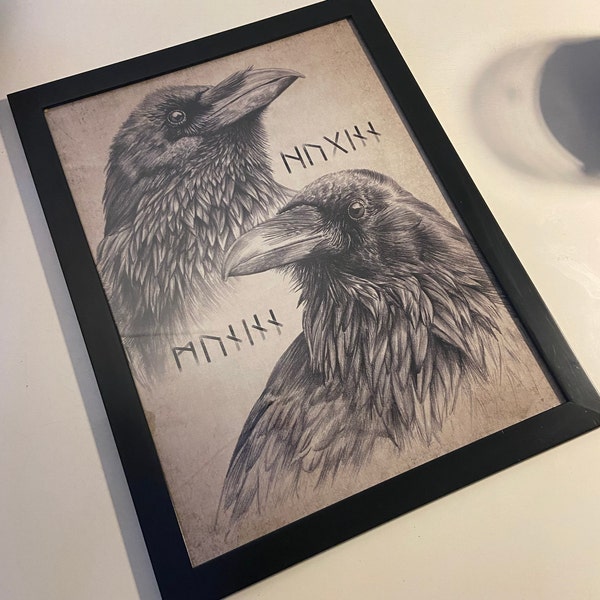 Hugin and Munin Ravens, Printable Viking Wall Art, Norse Mythology ...