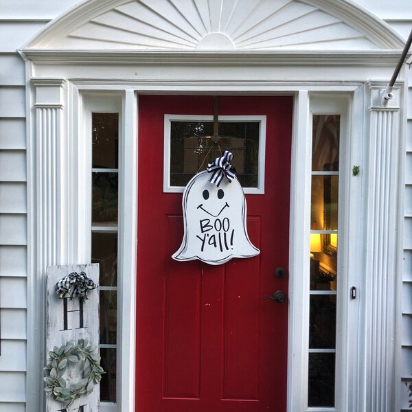 Ghost Halloween Door Hanger | Spooky Door Decor | Fall Door Hanger ...
