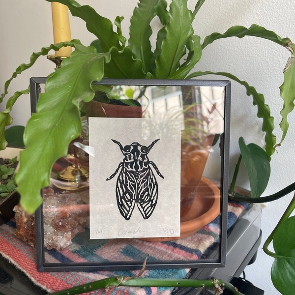 Mini Cicada Linocut Print - Etsy