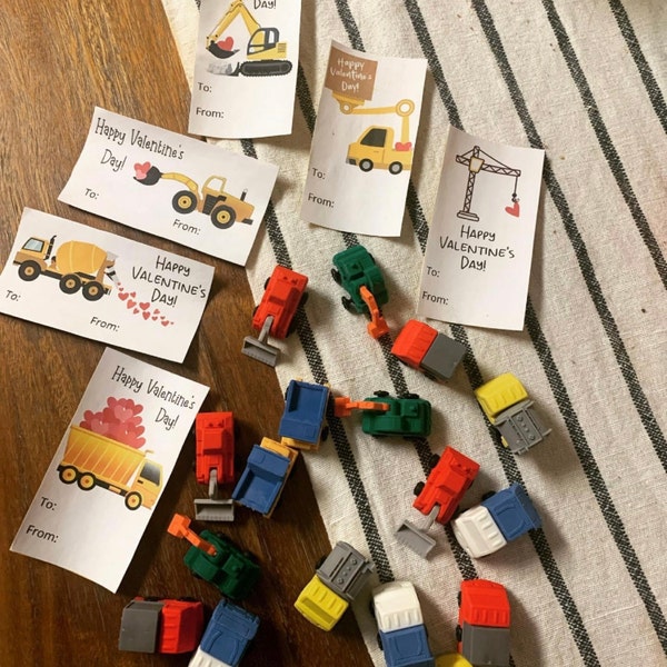 Printable Construction Kids Valentines Day Cards, Construction ...