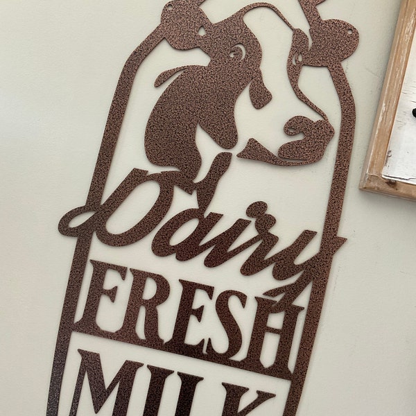 Dairy Fresh Milk Metal Sign | Farmhouse Kitchen Decor - Etsy