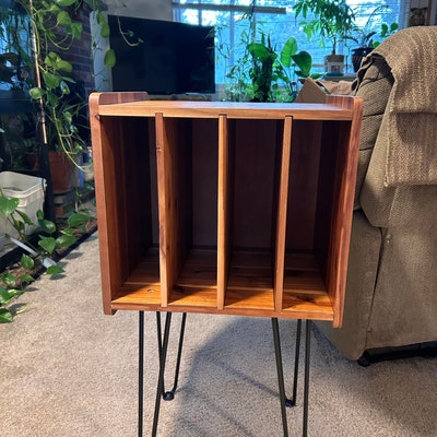 Vintage Style Record Player Stand Handcrafted Wood and Metal Stand for ...