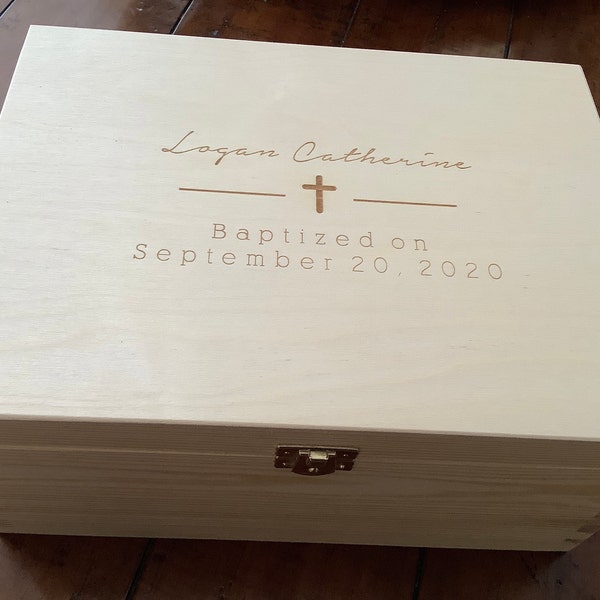 Girl Baptism Gift Memory Box - Personalized Christening Keepsake Box ...