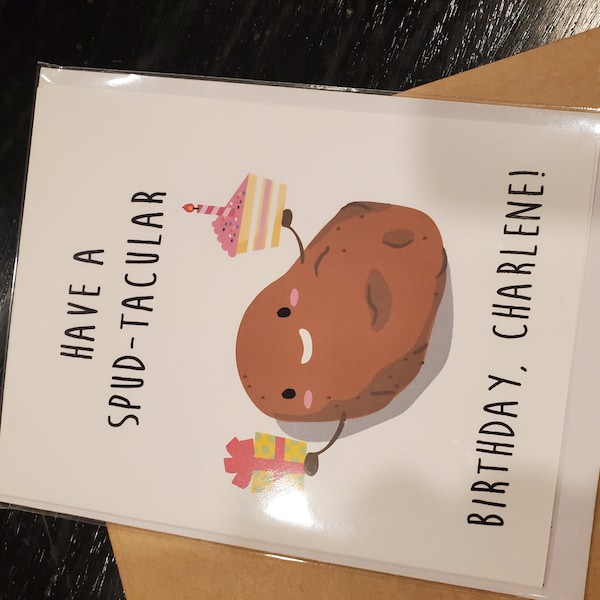 Have a Spud-tacular Birthday - Birthday Card Potato Card Word Pun Card ...