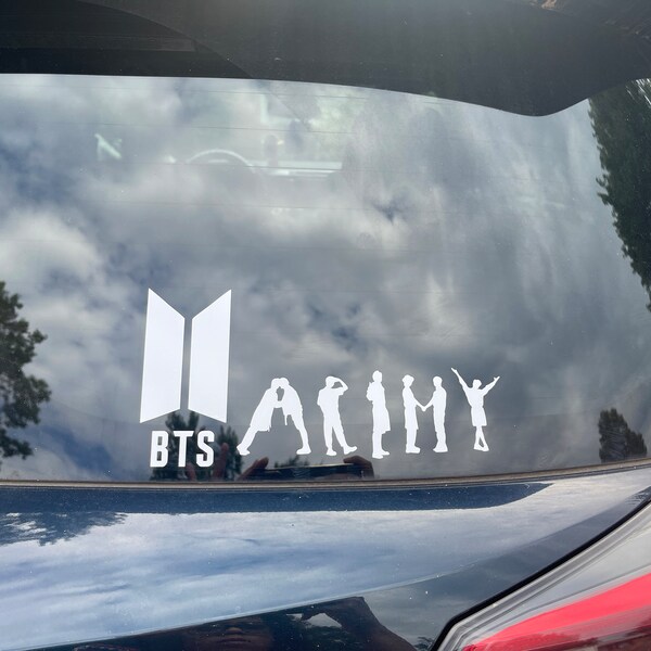 BTS Set of 2 4 BTS White Vinyl Decal Sticker for Car Window, Yeti ...