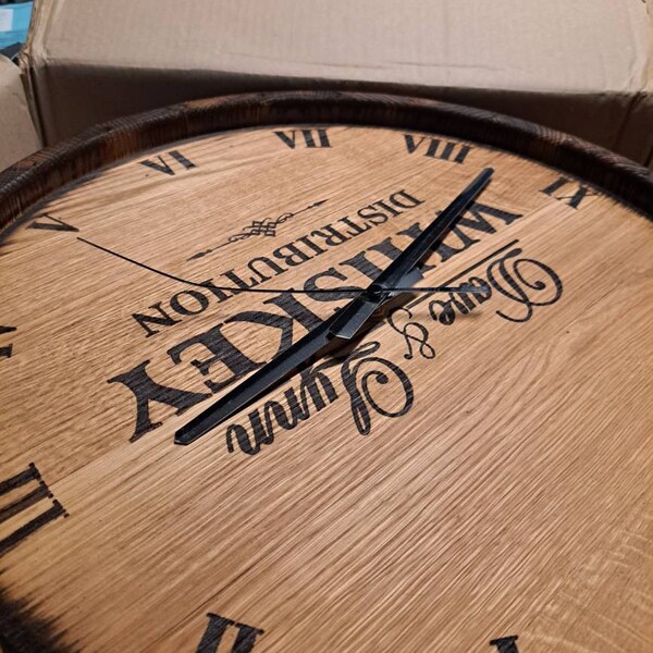 Personalised Whiskey Barrel Clock, Custom Bourbon Wall Head, Vintage ...