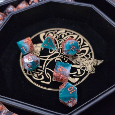 Shipwrecked Handmade Sharp Dice Teal/white/clear Resin Cast Dice Set of ...