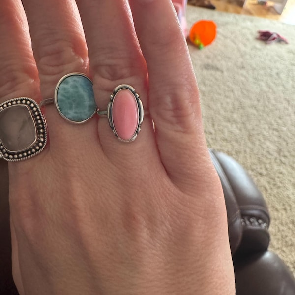 Oval Pink Conch Shell Ring/sterling Silver Queen Conch Shell Ring/conch ...