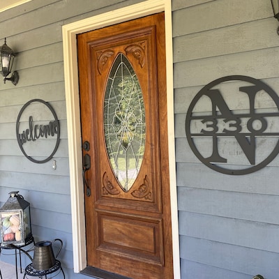 Custom Round Monogram Housee Number Metal Sign - Etsy