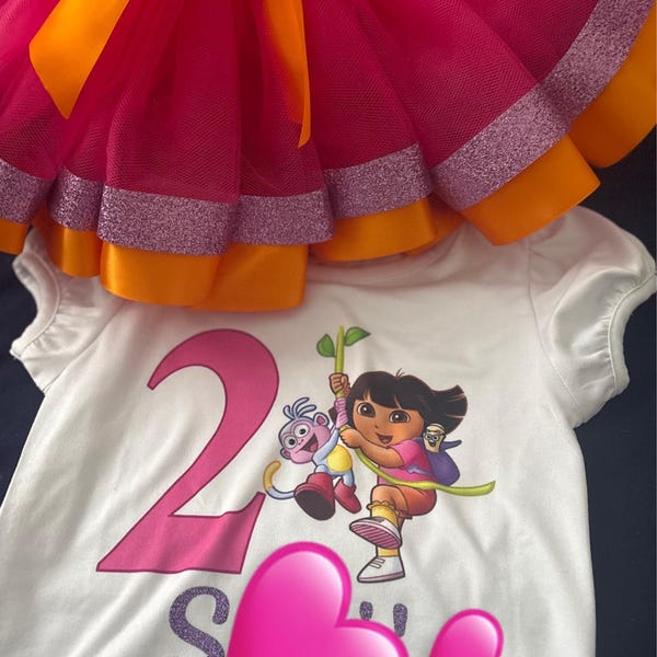 Dora Birthday Tutu Outfit, Girls Personalized Birthday Set, Dora ...