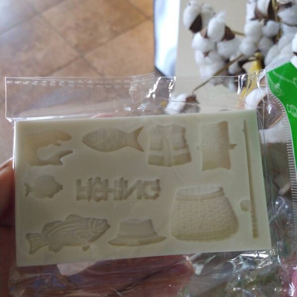 FISHING VARIETY MOLD, 10 Cavity Highly Detailed Silicone Fondant Mold ...