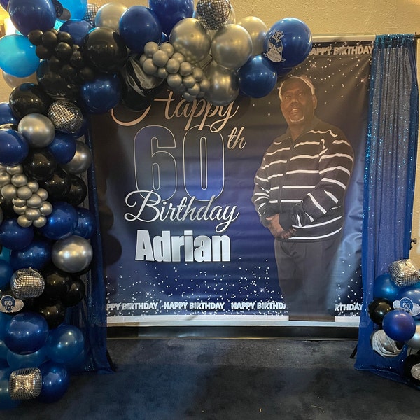 Custom Photo Birthday Backdrop, Man Custom Birthday Party Backdrop ...