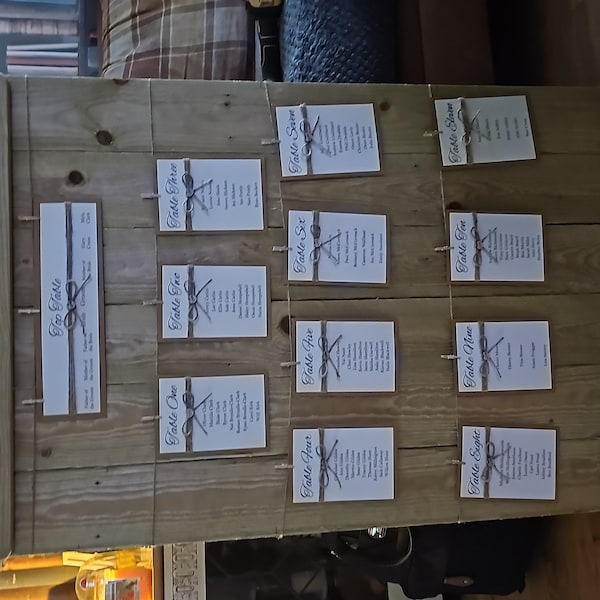 Personalised Wedding Table Plan Cards | Rustic Heart Design | Wedding ...