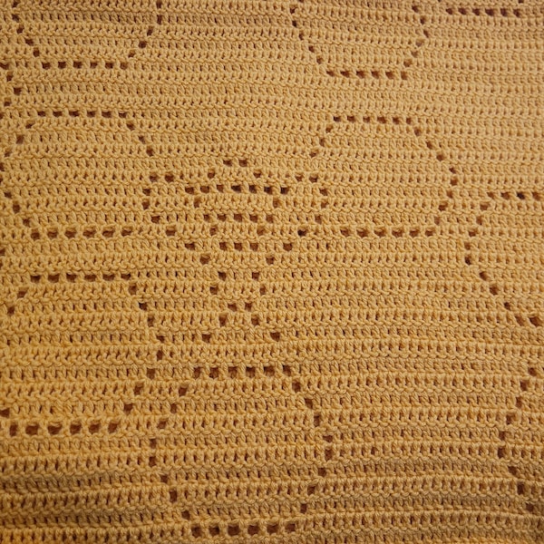 Filet Crochet Blanket Pattern | Bee Blanket Crochet Pattern | Filet ...