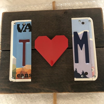 Custom Initials HEART License Plate Sign Unique Anniversary Gift for ...