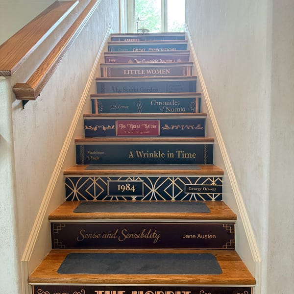 Book Title Stair Decals Custom, Book Spine Stair Riser Decals ...