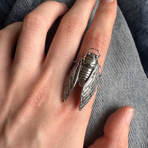 Cicada Ring 925 STERLING SILVER Flying Bug Insect Fly Entomology Gift ...