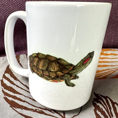 Red Eared Slider Turtle Print, Turtle Art, Turtle Painting, Nature Wall ...