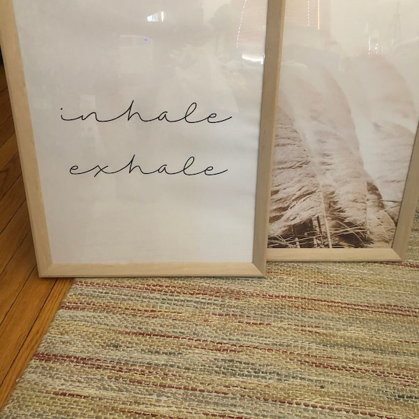 Set of 2 Pampas Inhale Exhale Print, Boho Decor, 2 Pieces Inhale Exhale ...