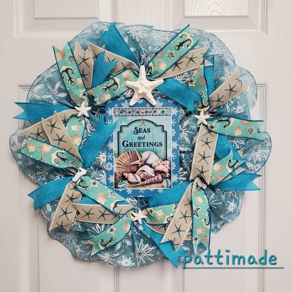 Seas and Greetings Christmas Sign, Christmas Beach Sign, Christmas ...
