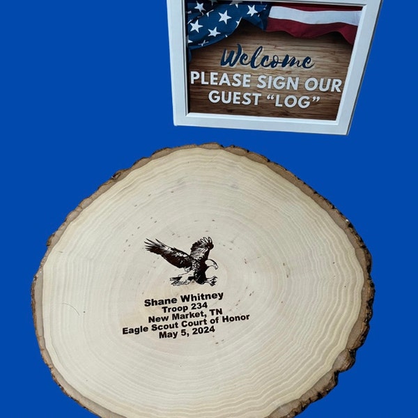 Eagle Personalized Guest Book. Court of Honor Guest Book. Natural Wood ...