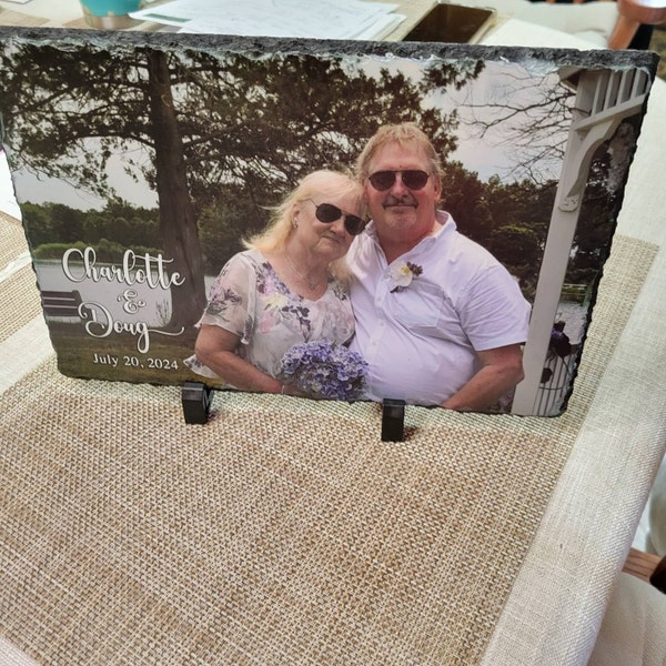 Personalized Wedding Photo Slate Slab, Engagement Gift, Personalized ...