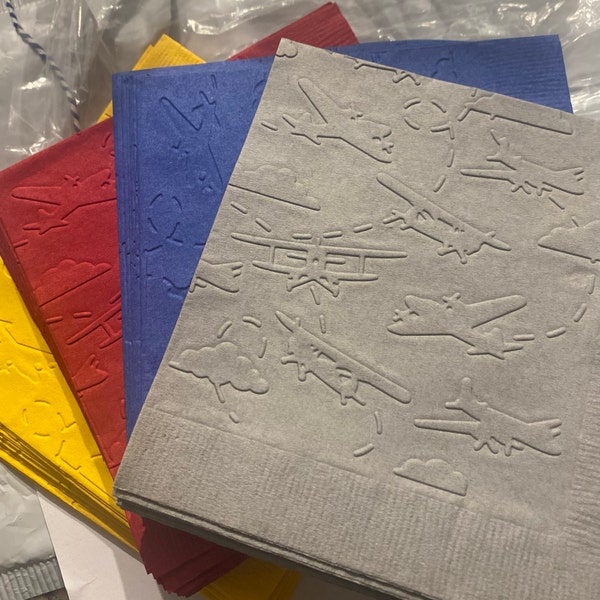 Airplane Napkin Embossed Paper Napkin Party Birthday Airplane Travel ...