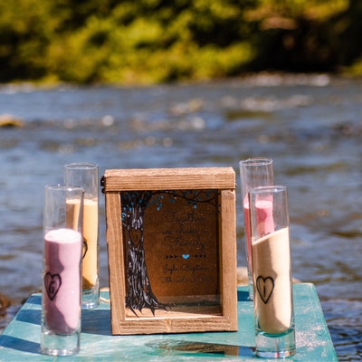 Sand Ceremony Set for Blended Family, Rustic Wedding Shadow Box Sand ...