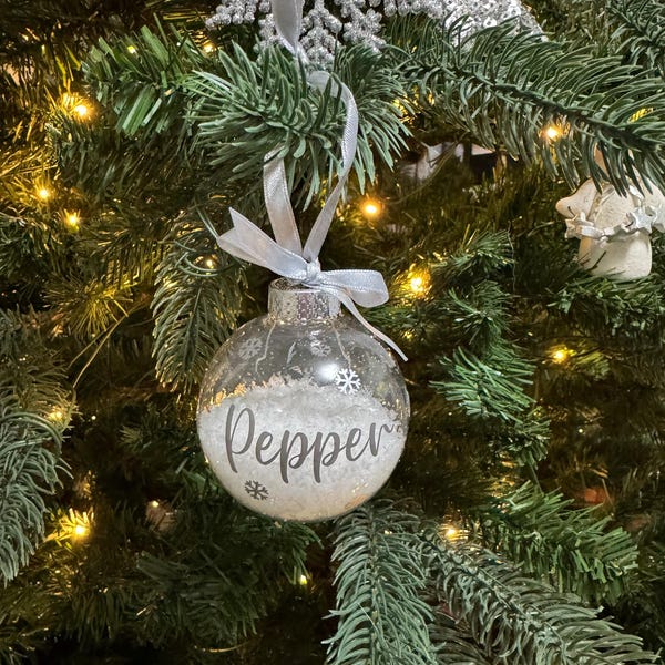 Personalised Bauble With Artificial Snow, Shatterproof Bauble ...