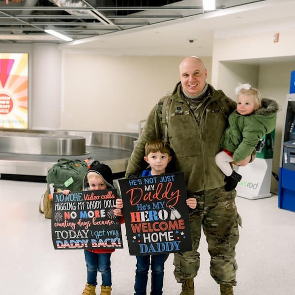 Welcome Home Daddy Sign Homecoming Kids Back From Deployment Sign ...