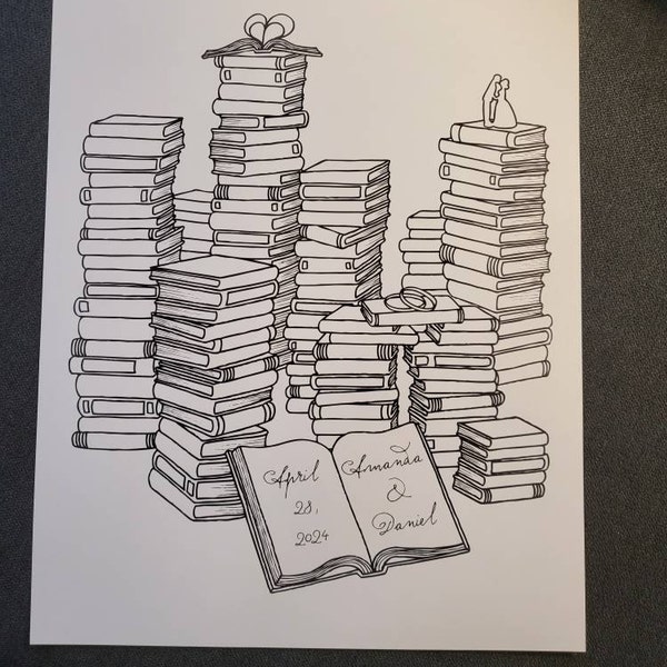 Library Themed Wedding Guest Book Alternative 11x14 - Etsy