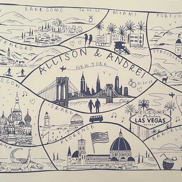 Personalised Travel Adventures Map Print Bespoke Travel Memories ...