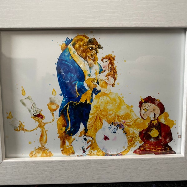 Beauty and the Beast Print Lumiere Cogsworth Mrs. Potts Chip Watercolor ...