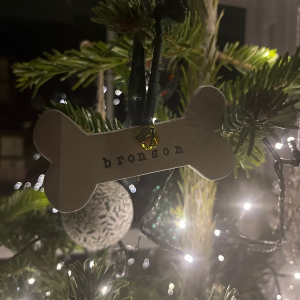 Personalised Dog Bone Clay Tree Decoration, Pet Christmas Decoration ...