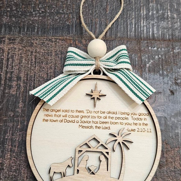 Personalized Manger Christmas Ornament - Religious Family Ornament ...