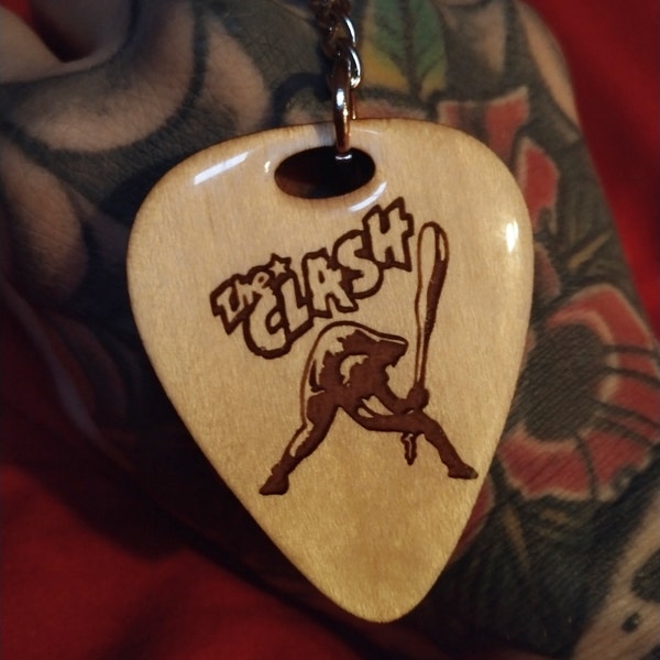 KISS Rock Band Guitar Pick Keychain Natural Wood Key Ring Ikons Album ...