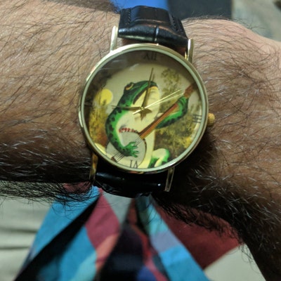 Frog Playing Guitar Leather Watch, Frog Music Ladies Watch, Unisex ...